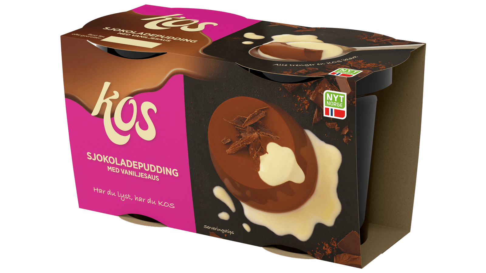 KOS Sjokoladepudding, 2 x 155 g - Fjordland